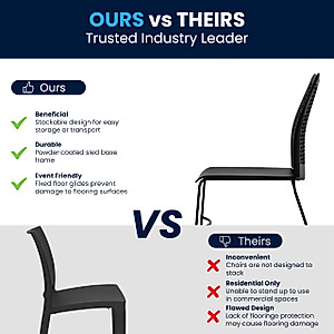 Flash Furniture 5 Pack HERCULES Series 661 lb. Capacity Black Stack Chair with Air-Vent Back and Black Powder Coated Sled Base