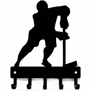 The Metal Peddler Hockey Defense Key Holder - Small 6 inch Wide - Made in USA; Wall Storage Hooks for Home or Office