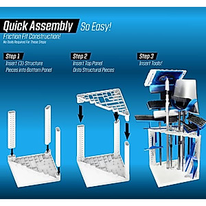PeerBasics Corner Storage Rack, Home Tool Storage Organization, Up to 35 Tools like Mops Brooms Towels Dust Pan Squeegee, House Closet Garage Garden Yard Plus Pegboard