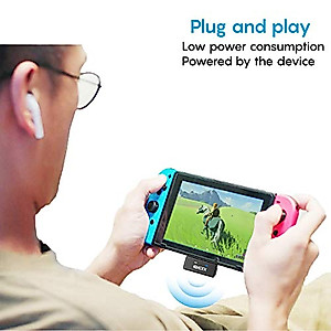 Bluetooth Adapter Audio Transmitter for Nintendo Switch, aptX Low Latency Technology, Supports Dual Paring, in-Game Voice Chat, Compatible with Airpods, Switch 2017, Switch Lite 2019, PS4, PC and TV