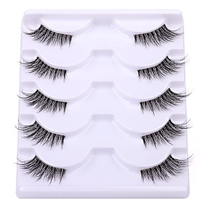 Half Lashes Lashes Natural Look Wispy 3/4 False Eyelashes Fluffy Clear Band False Cat Eye Lashes that Look Like Extensions Soft Handmade Reusable Lashes Pack