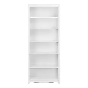 Prepac Sonoma Tall 6-Tier Bookcase 77"H with 3 Adjustable Shelves, White Storage Cabinet, Modern Display Cabinet, Bookshelf with Storage Shelves for Home Office, Living Room, Bedroom Organizer