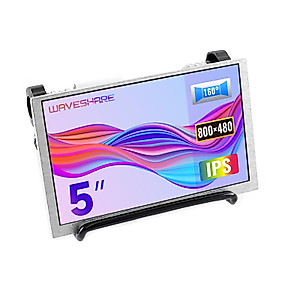 Waveshare 5inch Display Compatible with Raspberry Pi 5/4B/3B/Zero/Zero W/Zero 2W/Pico/Pico W/Pico WH 800×480 Resolution DPI Interface IPS No Touch