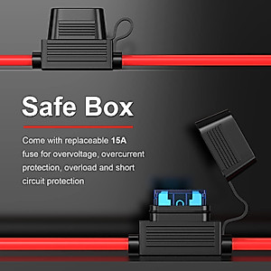 EXTRACTME 2-Pack SAE Connector Harness with 15A Fuse, 2FT 12AWG SAE Power Socket Sidewall Port Connector, SAE Solar Panel Flush Mount Quick Connector Plug Cable for Solar Generator Battery Charger