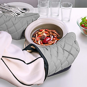 Oven Mitts 1 Pair of Quilted Terry Cloth Cotton Lining,Extra Long Professional Heat Resistant Kitchen Oven Gloves,16 Inch