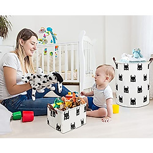 HIYAGON Kids Storage Basket Batman Easter Basket Cute Basket Empty Toy Storage Bin Organizer Box Rectangular Room Decor for Home Books(Black bats)