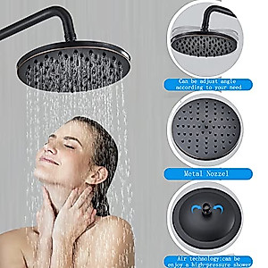 Senlesen Outdoor Shower Fixture Combo Set Oil Rubbed Bronze 8 Rainfall Shower Head Wall Mount 2 Dual Function