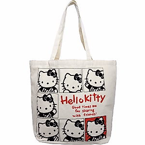 Friend Sanrio Hello Kitty Cute Tote Bag, Shopping Bag, Gym Bag, Kitchen Reusable Grocery Bag, Japan Quality and Japan Technology surpervised by EITAI Japan, 15 in(H) x 11.8 in(L) x 5.5 in(W)