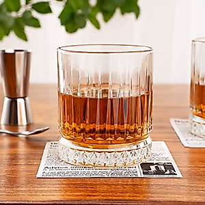 Restaurantware Elysia 12 Ounce Whiskey Glasses 6 Cut Rocks Glasses - Lead-Free Weighted Base Clear Glass Tumblers Dishwasher-Safe For Scotch Bourbon And Cocktails