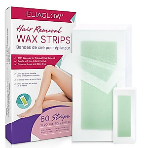 Wax Strips Hair Removal for Women: ELIAGLOW 40 Waxing Strips Dual Sides & 4 Calming Oil Wipes