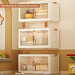 FINCHESCLUB 188Gal/752Qt Large Collapsible Storage Bins | Active Sensor Lights Inside Cabinets