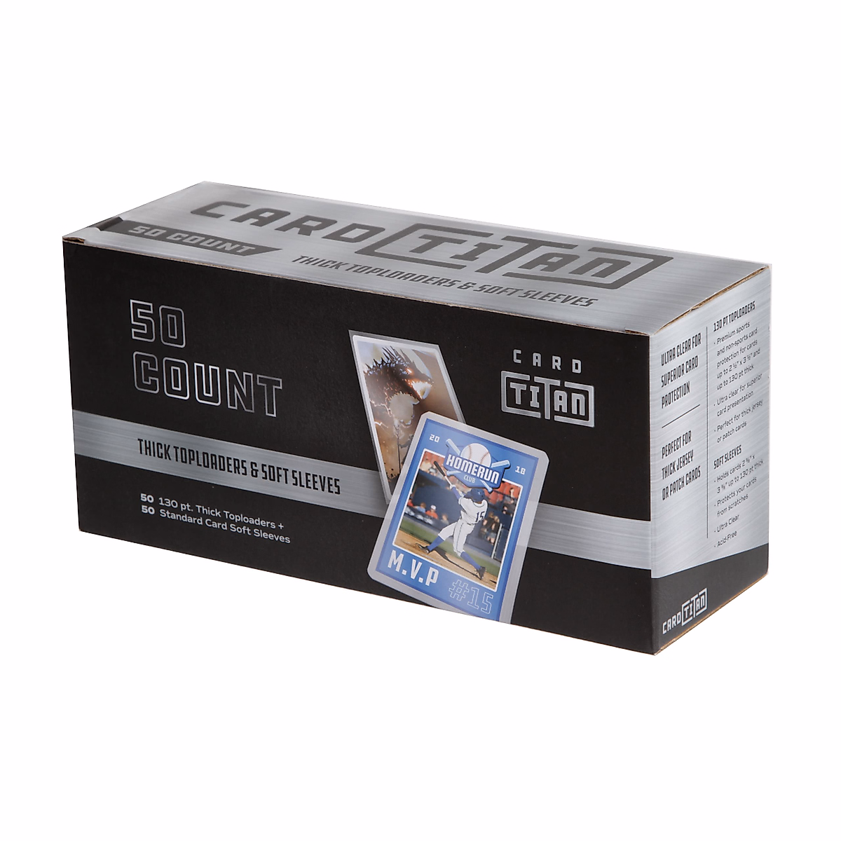 CARD TITAN PRO 3" x 4" Thick Card 130pt Toploader and Soft Sleeves 50ct - Premium Quality Ultra Clear Top Loaders and Penny Sleeves for Trading Cards - Extra Thick Card Sleeves