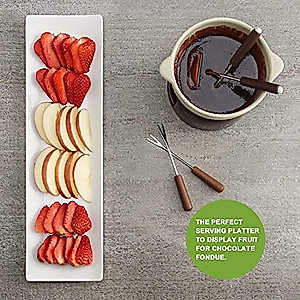 DOWAN (Set of 8) 14" Porcelain Sushi Plate for Appetizer, Meat, Dessert, Dishwasher&Oven Safe & DOWAN 12" Rectangle Serving Plates, for Thanksgiving Appetizers, Snacks, Lunch, Chips, Party