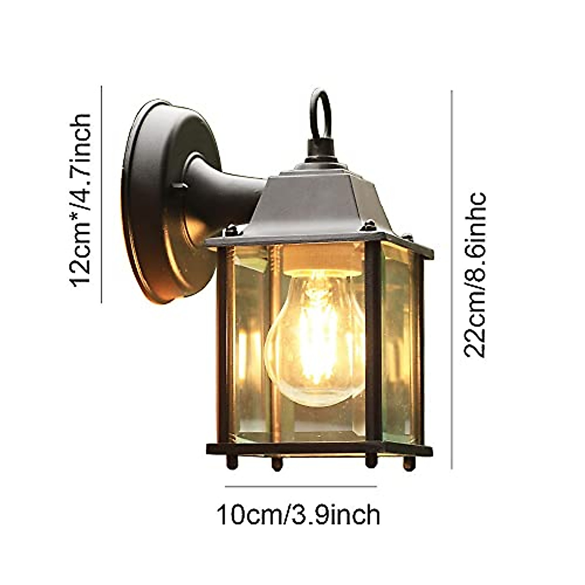 Modern Simplicity Sconce Wall Lamp Small Black Square Wall Lights Outdoor Waterproofing E27 Base Wall Lighting No Need to Assemble for Balcony Garden Courtyard Gate