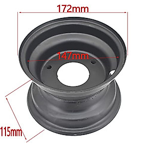 6" Wheel Rim with 3 Holes Fits for Most of 110-125cc Go-Kart, ATV, Lawn Mower 145/70-6 (Black)