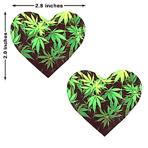 Neva Nude Weed I Heart U Nipztix Pasties Nipple Covers for Festivals, Raves, Parties, Lingerie and More, Medical Grade Adhesive, Waterproof and Sweatproof, Made in USA