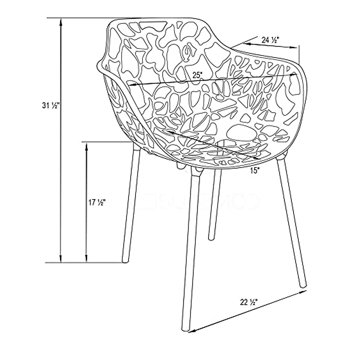LeisureMod Devon Modern Aluminum Indoor-Outdoor Stackable Side Dining Arm Chair, Set of 2 (Black)
