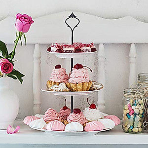 6 Set Tiered Tray Hardware for Cake Stand Mold Crown 3 Tier Cake Stand Fittings Hardware Holder for Wedding and Party Making Resin Cupcake Dessert Platter Serving Stand(Black)