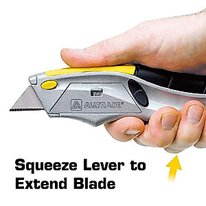 Alltrade Squeeze Utility Knife, Auto-Loading Squeeze, 6 Heavy-Duty Blades with Storage, Box Knives, Cut Tape Packaging - 150003