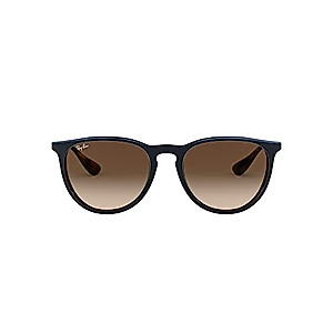 Ray-Ban RB4171 Erika Round Sunglasses, Mirror Blue On Light Brown/Brown Gradient Dark Brown, 54 mm