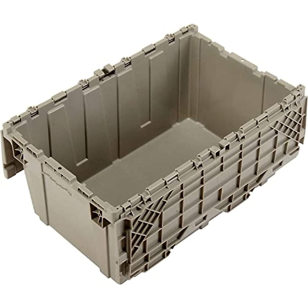 Global Industrial Distribution Container With Hinged Lid, 27-3/16x16-5/8x12-1/2, Gray