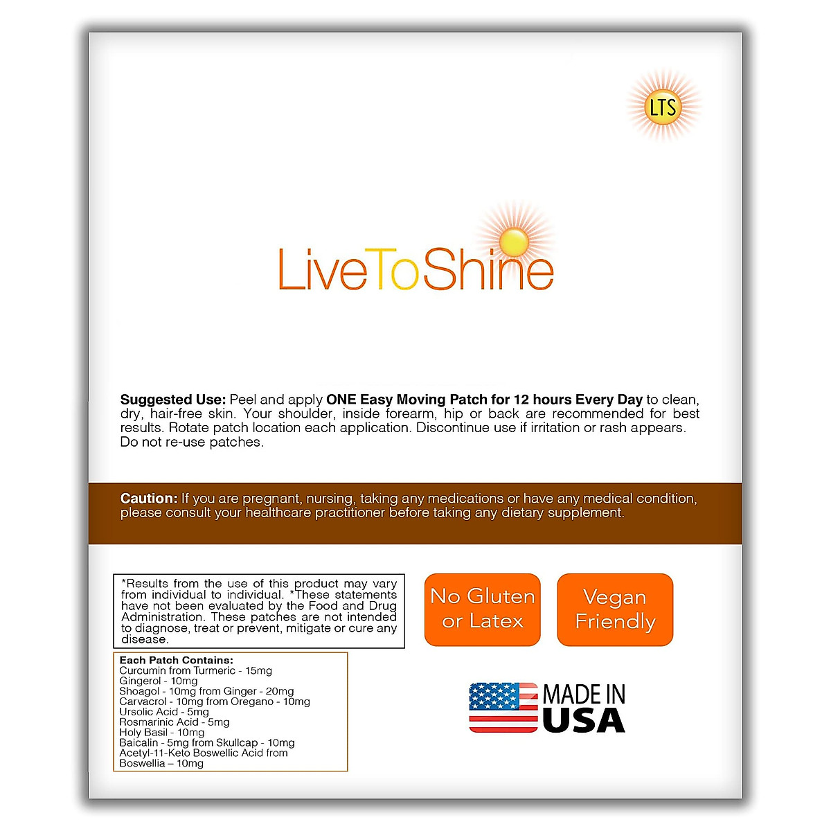 Live To Shine Turmeric Curcumin Topical Patches - 30 Days Supply – USA Made