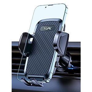 TOPK Car Phone Holder Mount, [2022 Upgraded Clip] Cell Phone Phone Mount for Car Vent 360° Rotation Universal Mobile Car Phone Holder for Smartphone