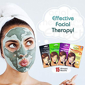 Naturel Finland Facial Mud Mask Set of 4 - Exfoliating, Deep Cleansing, Clarifying, Pore Minimizer, Hydrating, Aromatherapy, Cucumber, Dead Sea, Charcoal Face Peel