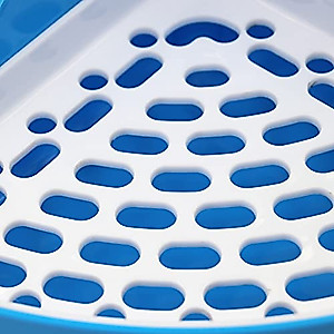 Rabbit Litter Box Pet Corner Litter Box Pet Potty Trainer Toilet for Small Animal Hamster Chinchilla Guinea Pig Cat Bunny Ferret (Blue)