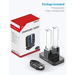 Switch Controller Charger, KINGTOP Switch Joycon Charger Compatible with Nintendo Switch Joy-con, Switch Charger with Individual LED Indicator and USB C Charging Cable