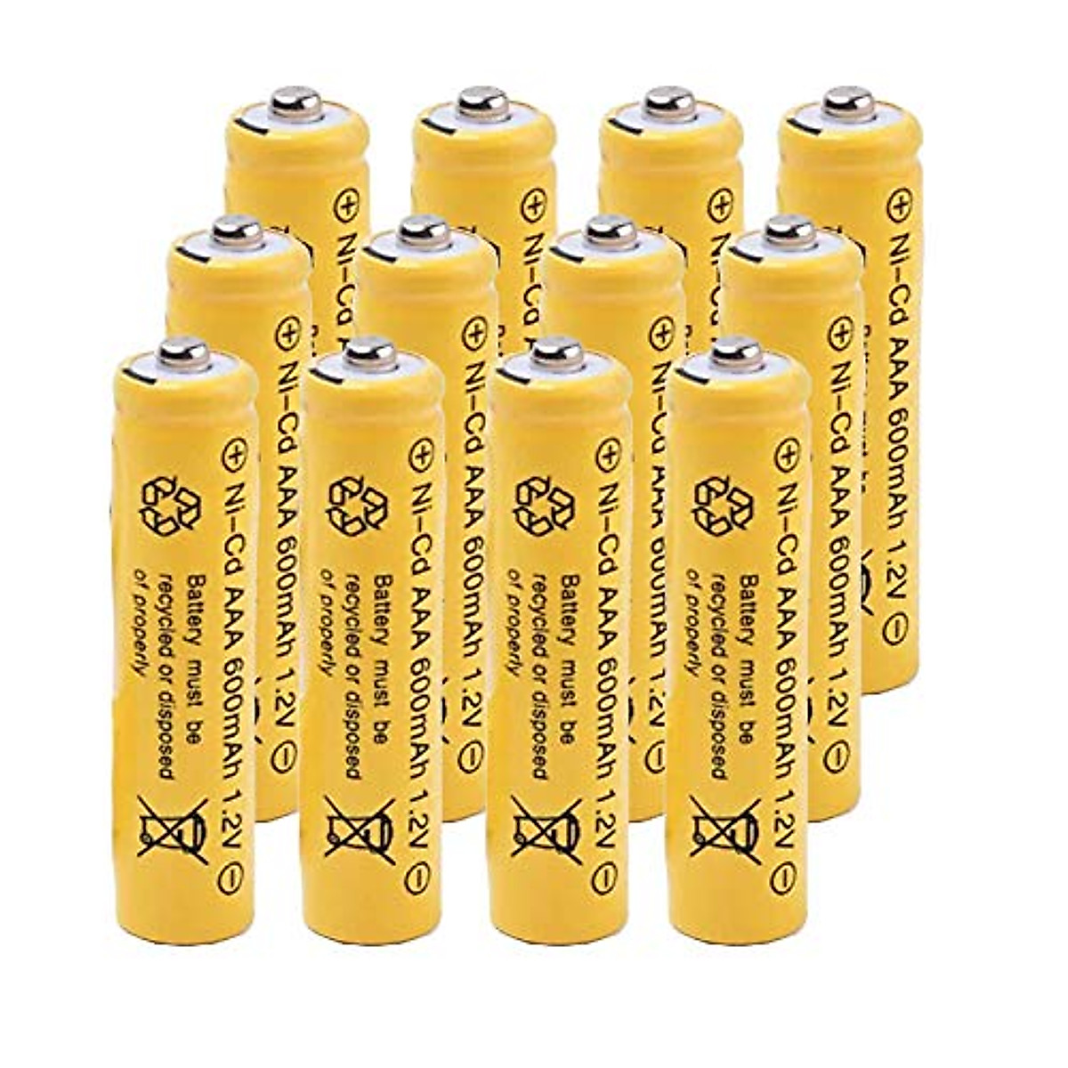 GSUIVEER AAA NiCd 600mAh 1.2v Rechargeable Battery for Outdoor Solar Lights Garden Lamp (12 Pack AAA NiCD)
