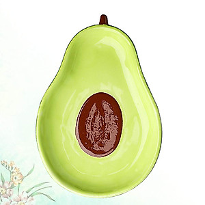 Garneck Ceramic Avocado Shaped Shaped Serving Plate Ceramic Sauce Dish Dip Bowls for Fruits Salads Dessert Appetizers