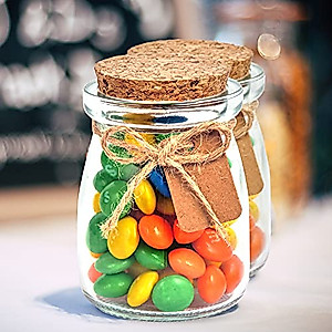 Glass Favor Jar with Cork Lids, Hoa Kinh 24 Pack 3.4Oz Glass Flavor Jars Small Clear Glass Container for Candy, Pudding, Jam, Yogurt, Spices, Honey, Wedding Favors