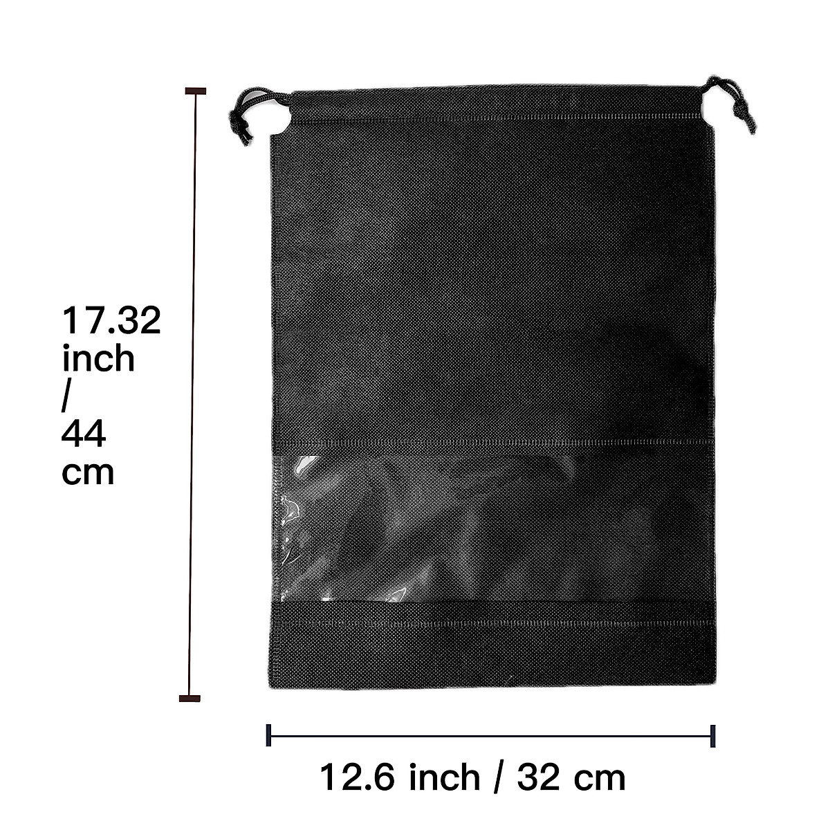 HXDISWSM 10 pcs shoes storage bags, non-woven bundle pockets, household travel storage bags, dustproof and environmentally friendly bags, drawstring shoes bags（BLACK）