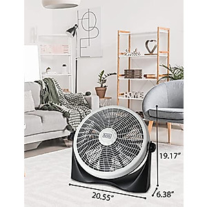BLACK+DECKER Floor Fan for Home, Garage, Bedroom, or Office, Cooling Fan for Floor with 3 Fan Settings, Quiet Floor Fan with Adjustable Tilt Angle and Sturdy Base