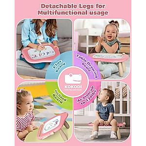 KOKODI Toys Gifts for 1 2 3 Years Old Girl, Sturdy Magnetic Drawing Board Sketch Doodle Pad, Educational Learning Birthday Easter Gifts Basket Stuffers for Kids Toddler - Left Hands Friendly