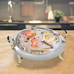 Vintoro Stainless Steel Round Chafing Dish, Buffet Warmer Tray, Upgraded Dish, Buffet Warmer Sets, Frame with Lid and Chafing Fuel Holder, Large Capacity Dish, for Kitchen Party Dining Buffet,Gold