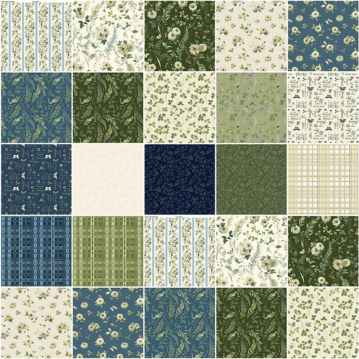 Uplifting Words, Green, Butterflies, Clover, on Creamy White, Green Fields, Wilmington Prints, 17805-172, by The Yard