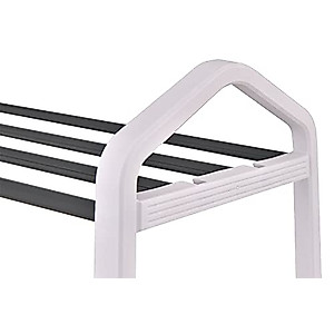EGEN Mainstays 4-Tier Shoe Rack White Plastic Frame, Gray Coating, up to 12 Pairs