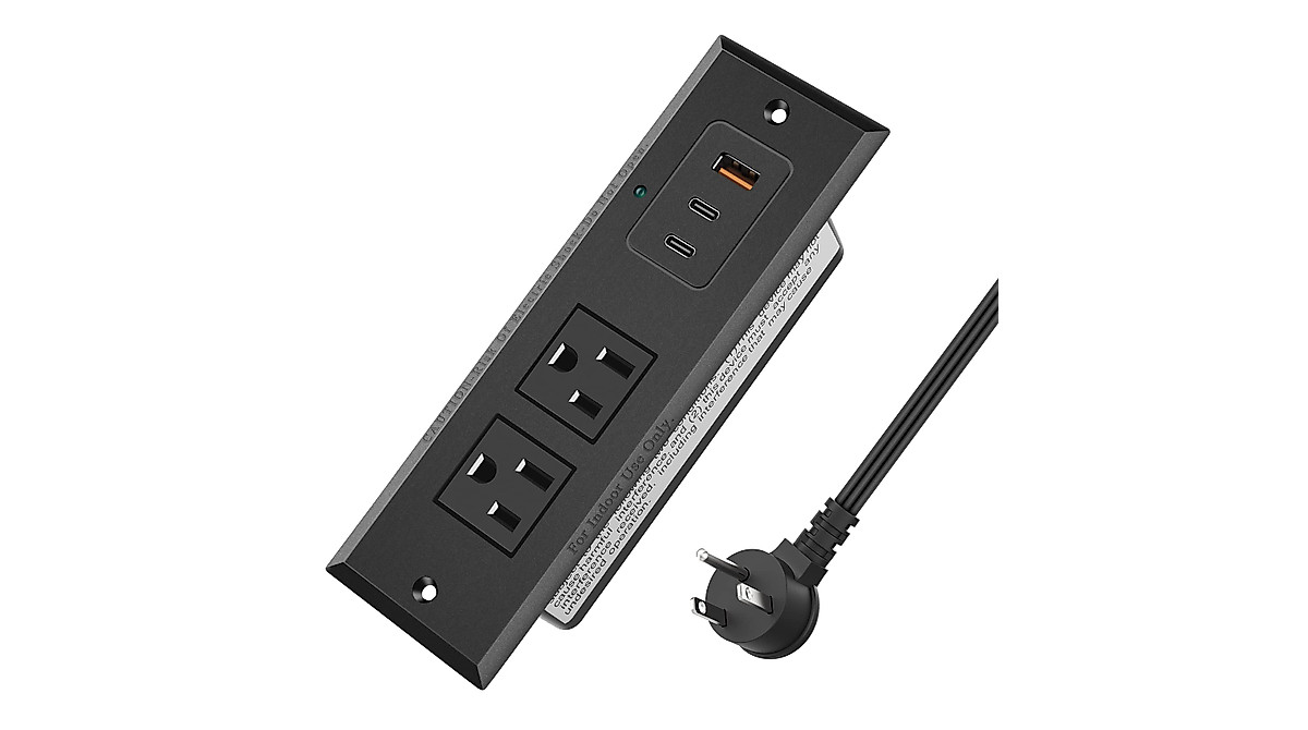 Black Type-C Recessed Power Socket - Fast Charging & Hidden Design