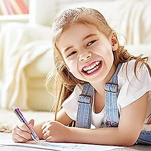 Hicarer 16 Pack Multicolor Pens 8-in-1 Retractable Ballpoint Pens 8 Colors Transparent Barrel Ballpoint Pen for Office School Supplies Students Children Gift