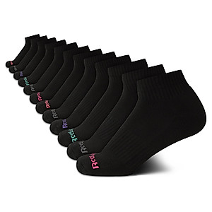 Reebok Women's Socks - 12 Pack Athletic Quarter Crew Socks, Size 4-10, Black
