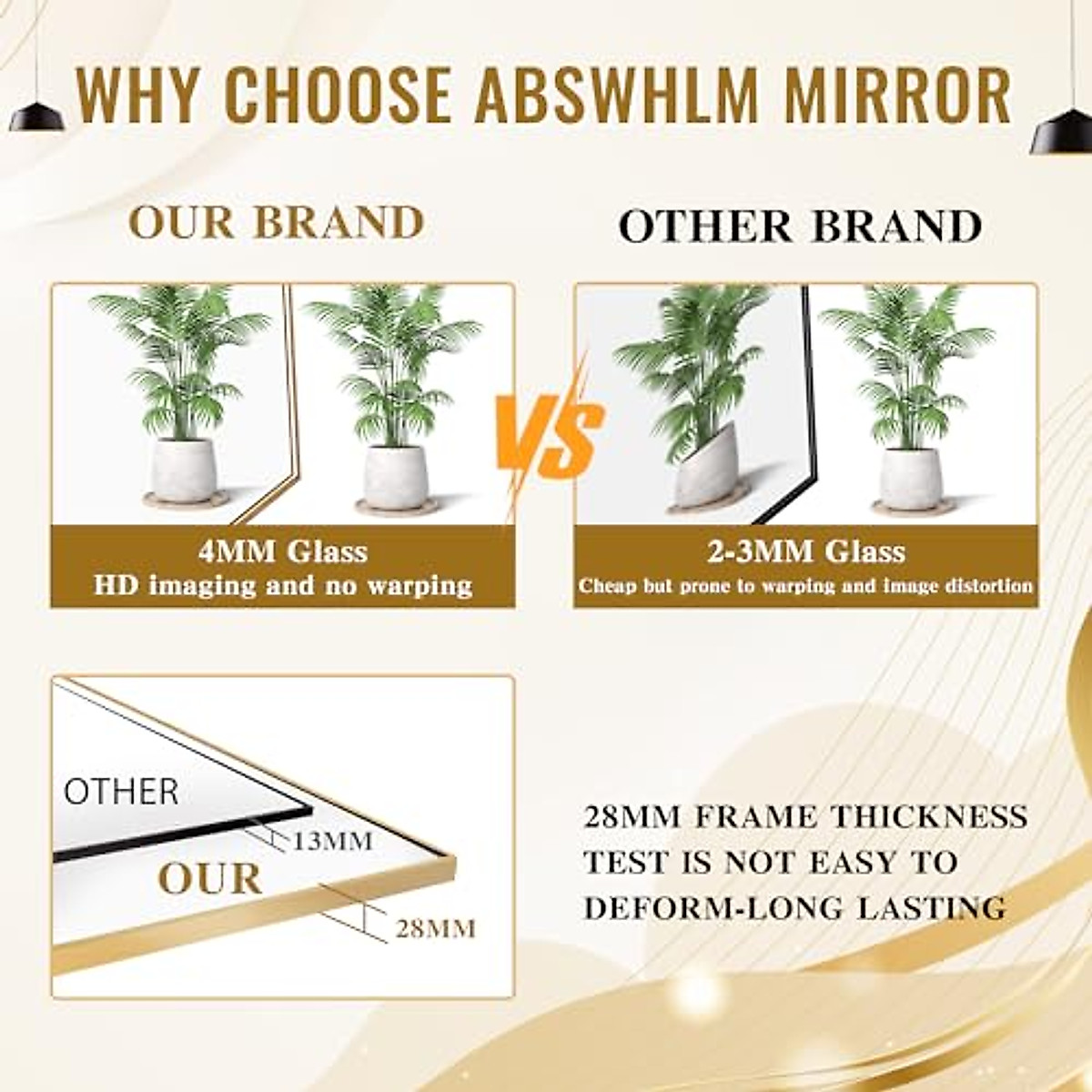 ABSWHLM 71"x32" Arched Mirror Full Length Large Mirror with Stand Aluminum Alloy Frame Floor Mirror for Living Room, Bedroom Hanging Standing or Leaning Wall-Mounted, Gold