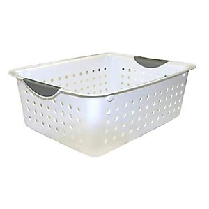 Sterilite Medium Ultra Basket Plastic Storage Bin Organizer - White