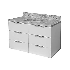 Kitchen Bath Collection Oslo 42-inch Floating Bathroom Vanity (Carrara/White): Includes White Cabinet with Authentic Italian Carrara Marble Countertop and White Ceramic Sink