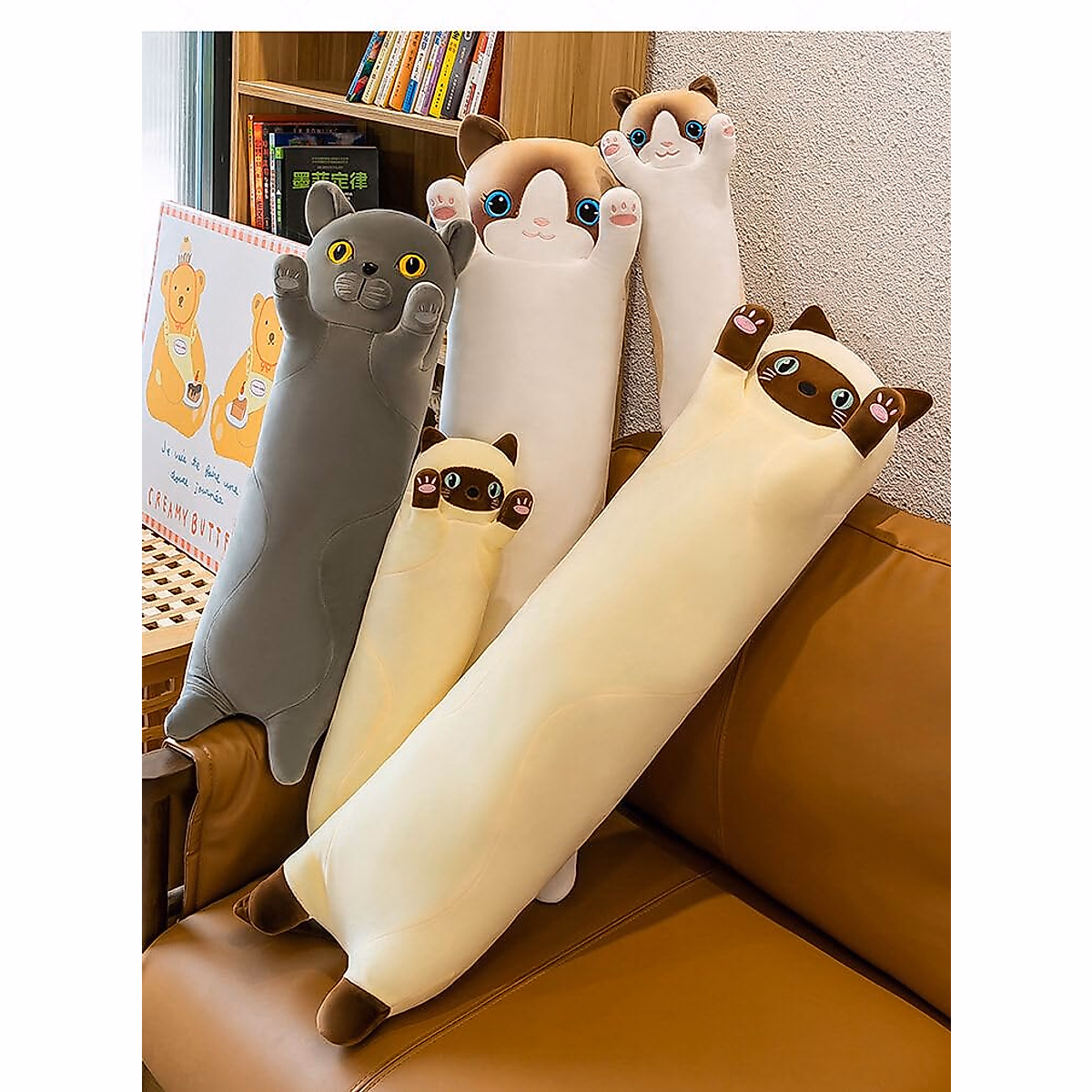 INSTITIZER Long Cat Plush Pillow Body Pillow, 43.3 Inch Cute Cat Stuffed Animals, Soft Kitten Plush Throw Pillow Long Cat Plushie for Kids Girlfriend (Grey)