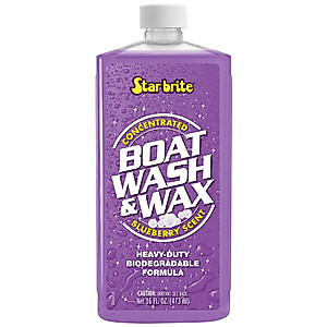 STAR BRITE Boat Wash & Wax - Heavy Duty Concentrate - Clean, Shine & Protect in One Easy Step - Blueberry Scent - 16 OZ (089816)
