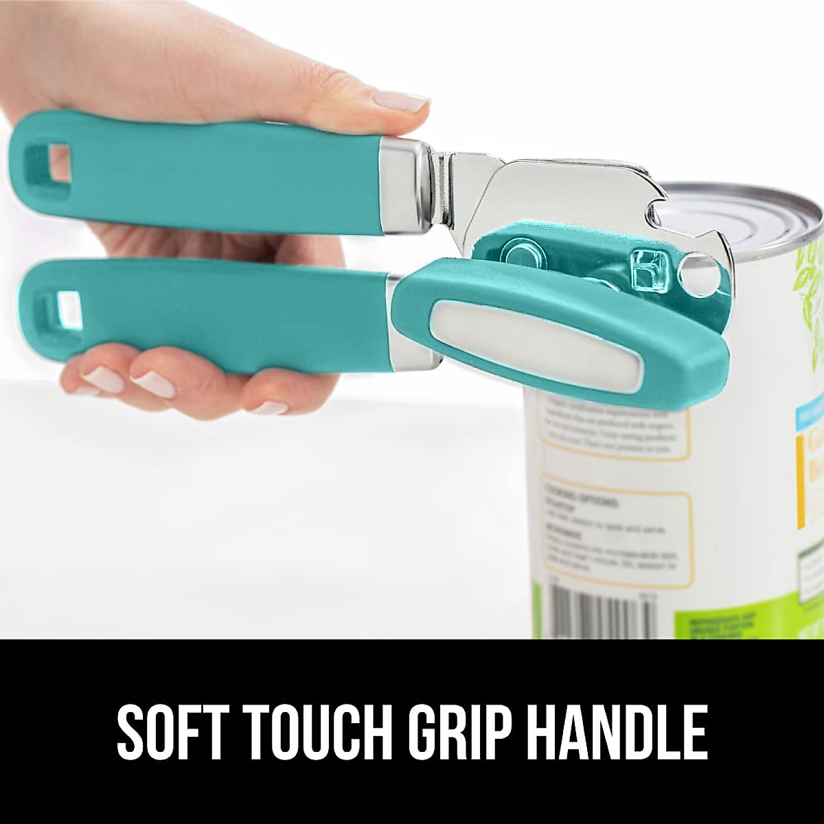 Gorilla Grip Manual Can Opener and Silicone Dish Drying Mat, Can Opener Includes Built-In Bottle Opener, Dish Drying Mat is 13x11 Inch, Both in Turquoise Color, 2 Item Bundle