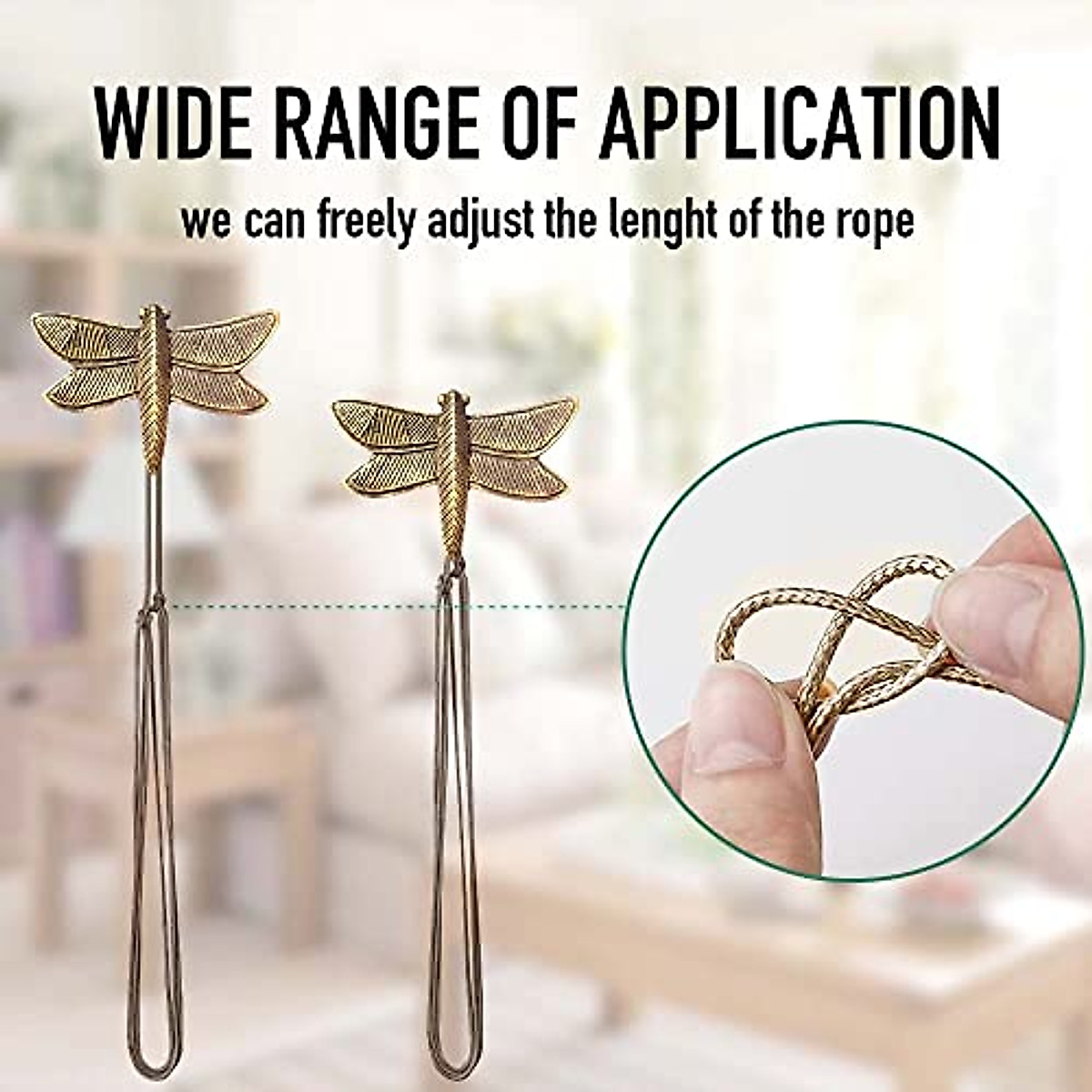 Vineland Retro Brown Dragonfly Magnetic Curtain Tie Back, 2 Pack Decorative Resin Animal Boho Holder for Curtains Drape, Rustic Home Decoration