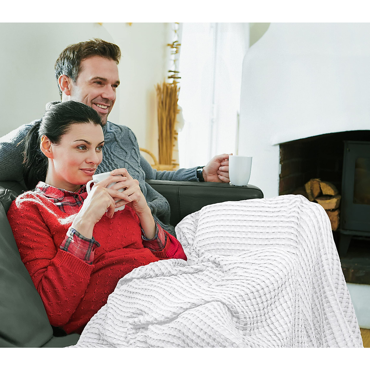 Utopia Bedding Cotton Waffle Blanket 300 GSM (White - 90x72 Inches) Soft Lightweight Breathable Bed Blanket Twin Size Layering Any Bed for All Season